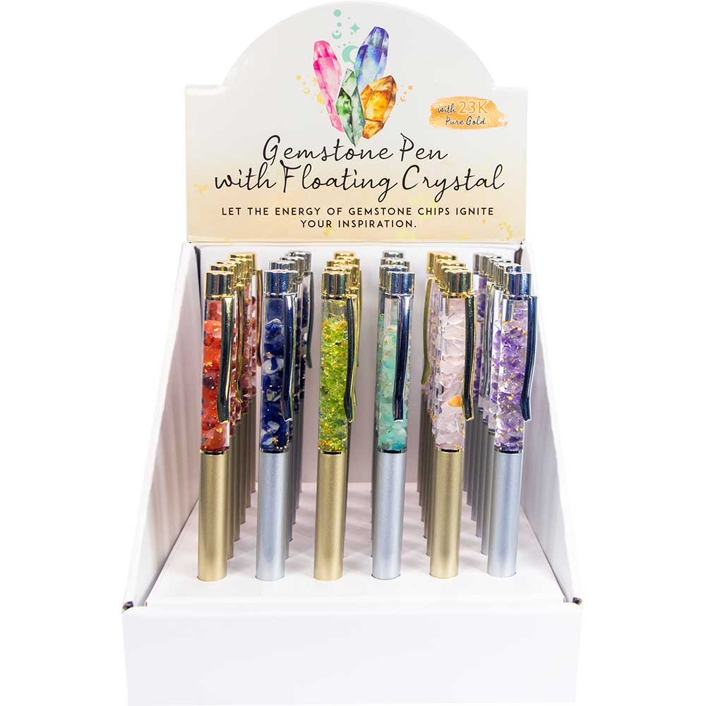Gemstone Pen Ass't Chips w/ 23K Pure Gold Flakes (Display of 36 ...