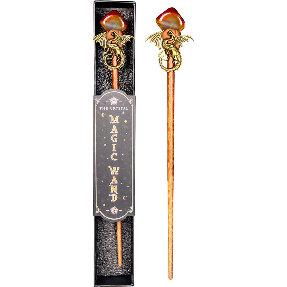 Magic Wand w/ Gift Box - Red Agate & Dragon (Each): Kheops International